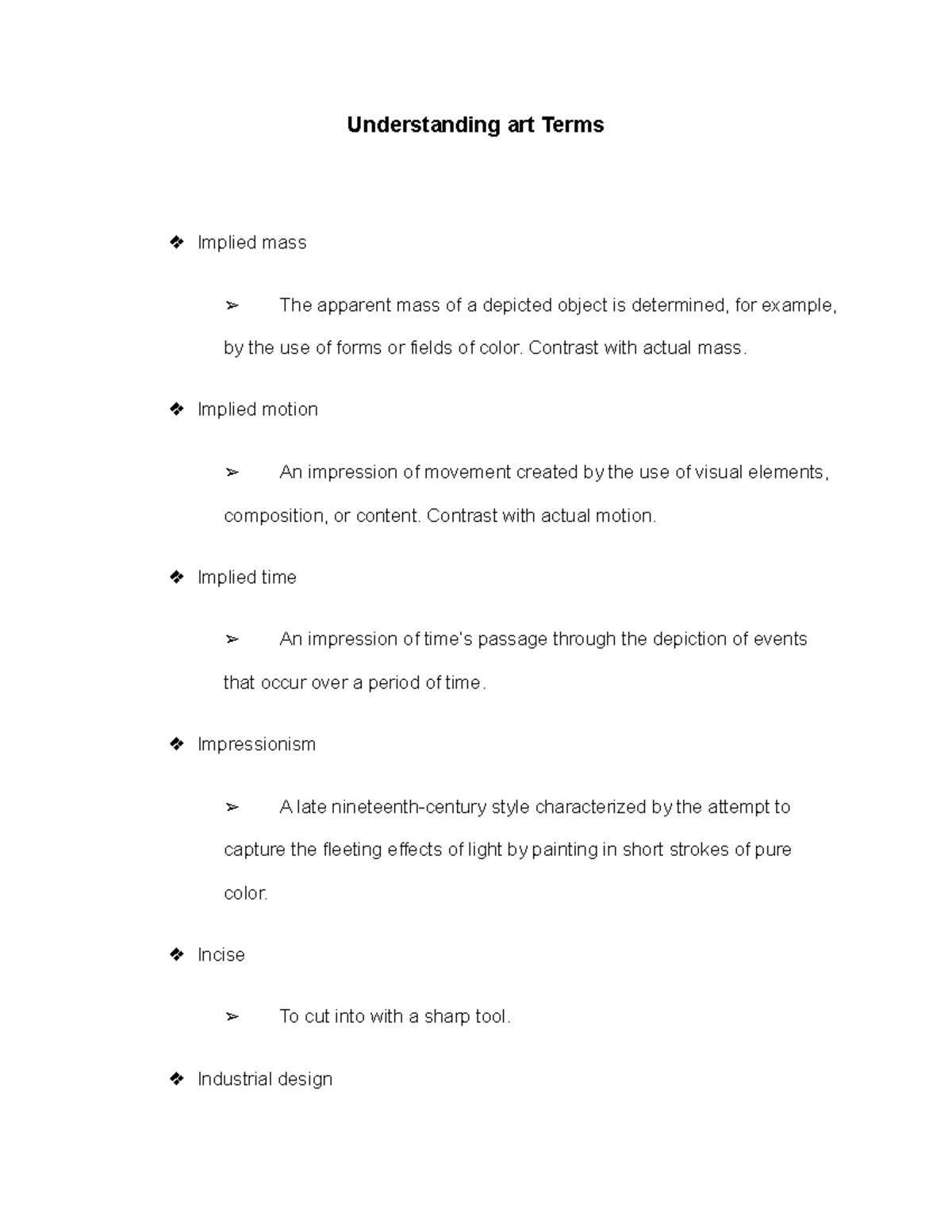 Understanding art Terms - Contrast with actual mass. Implied motion An ...