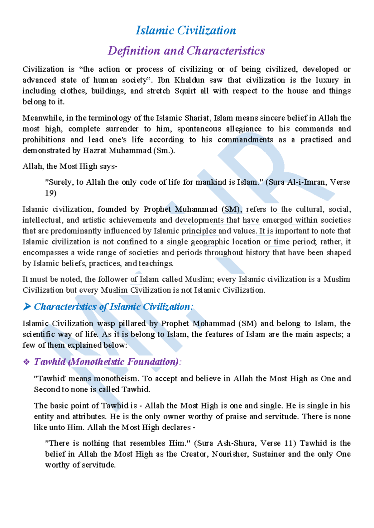 IS - Civilization is “the action or process of civilizing or of being ...