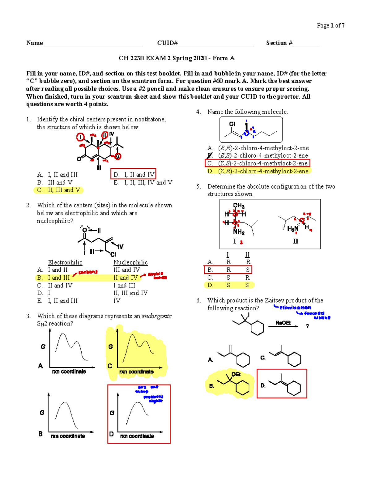 Spring Exam 2020 - Practice - Page 1 of 7 Name ...