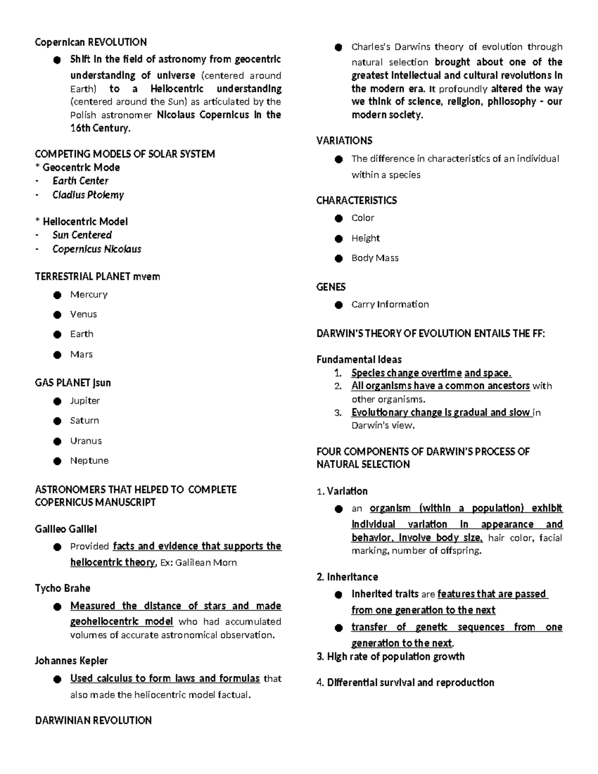 Sts revv quiz - reviewers - Copernican REVOLUTION Shift in the field of ...