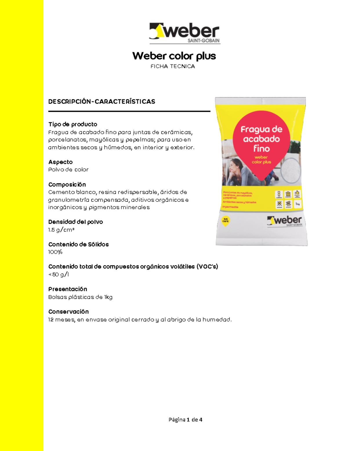 FT Fragua Color PLUS Weber - Weber color plus FICHA TECNICA DESCRIPCIÓN ...