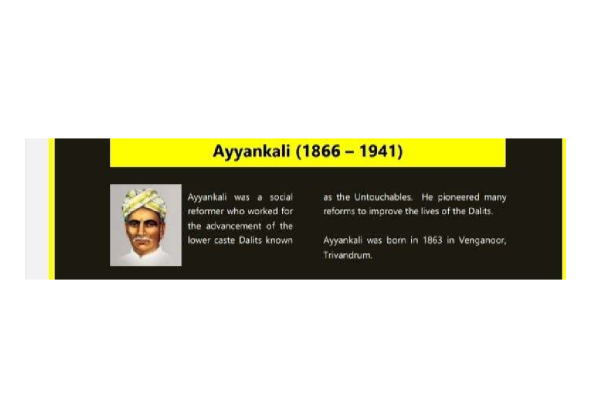 Ayyankali - Kerala Psc - Studocu