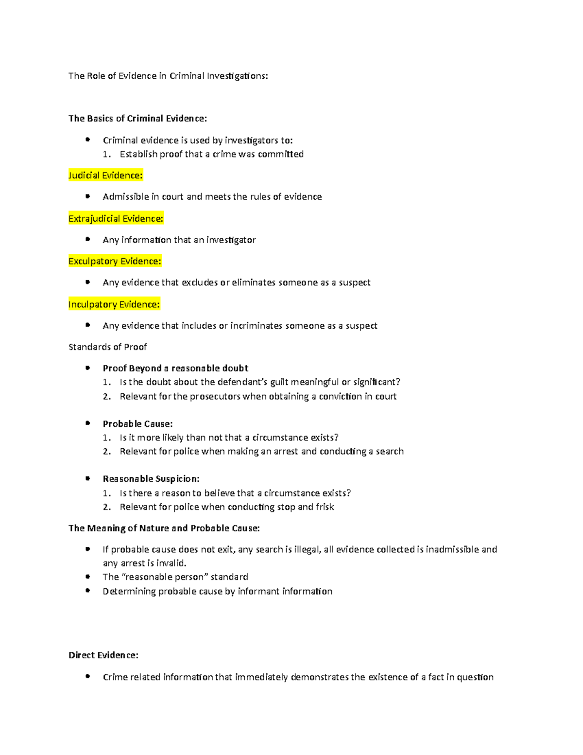 Powerpoint Notes 3 - The Role of Evidence in Criminal Investigations ...
