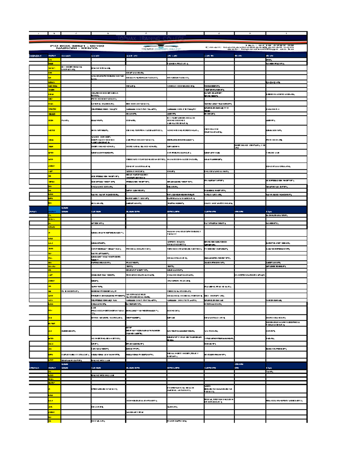 Updated JUNE 2024 Timetable - A B C D E G H I MONDAY LEC/TIME 6.30-8 8 ...