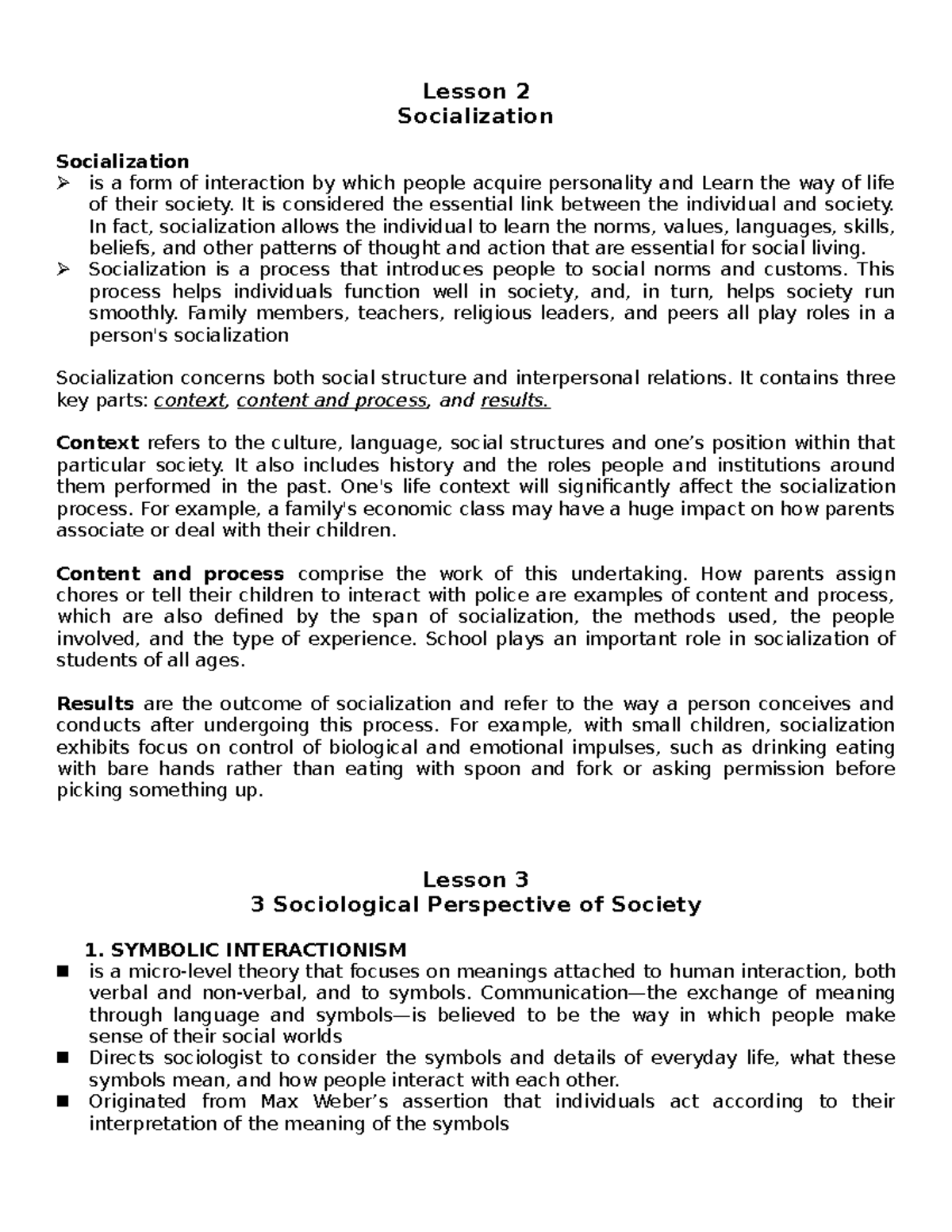 Midterm lesson 2 4 - Teacher - Lesson 2 Socialization Socialization is ...