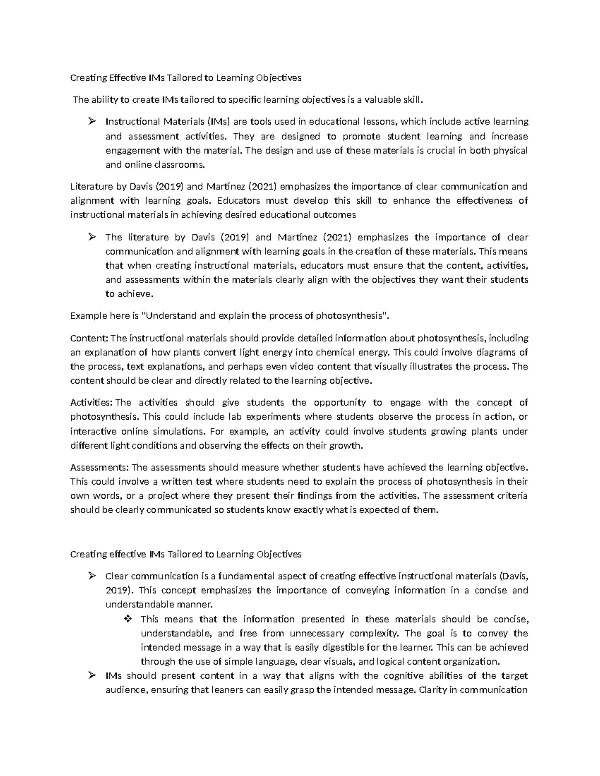 Creating Effective IMs Tailored to Learning Objectives - Instructional ...