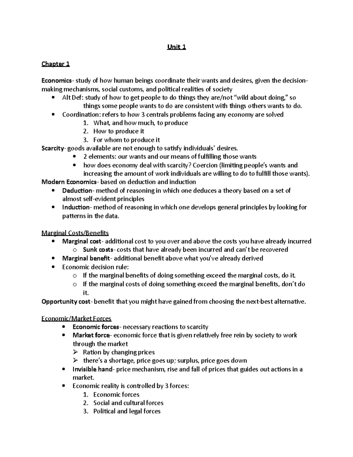 Macro economics unit 1 reading - Unit 1 Chapter 1 study of how human ...