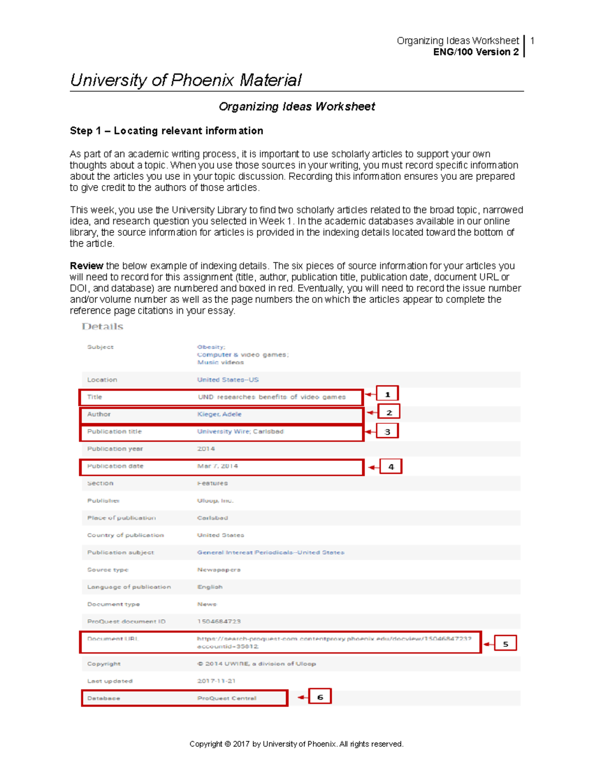 Assignment 2 Salina - ENG/100 Version 2 University of Phoenix Material ...