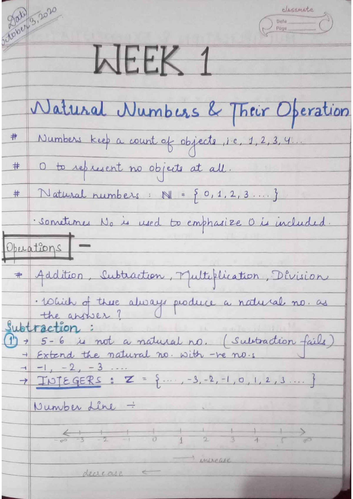 Maths Week 1 to 10 - IIT M BS Notes - classmate Date Page WEEK 1 ...