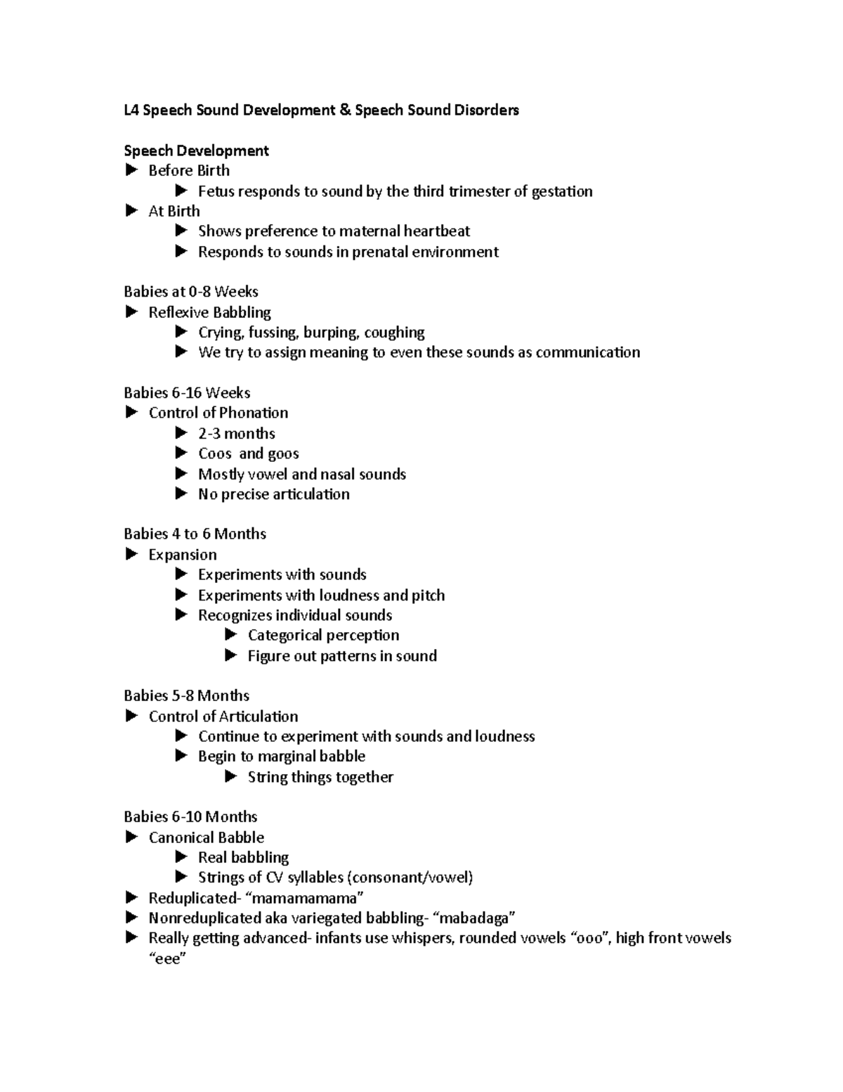 2230 L4 Notes - L4 Speech Sound Development & Speech Sound Disorders ...