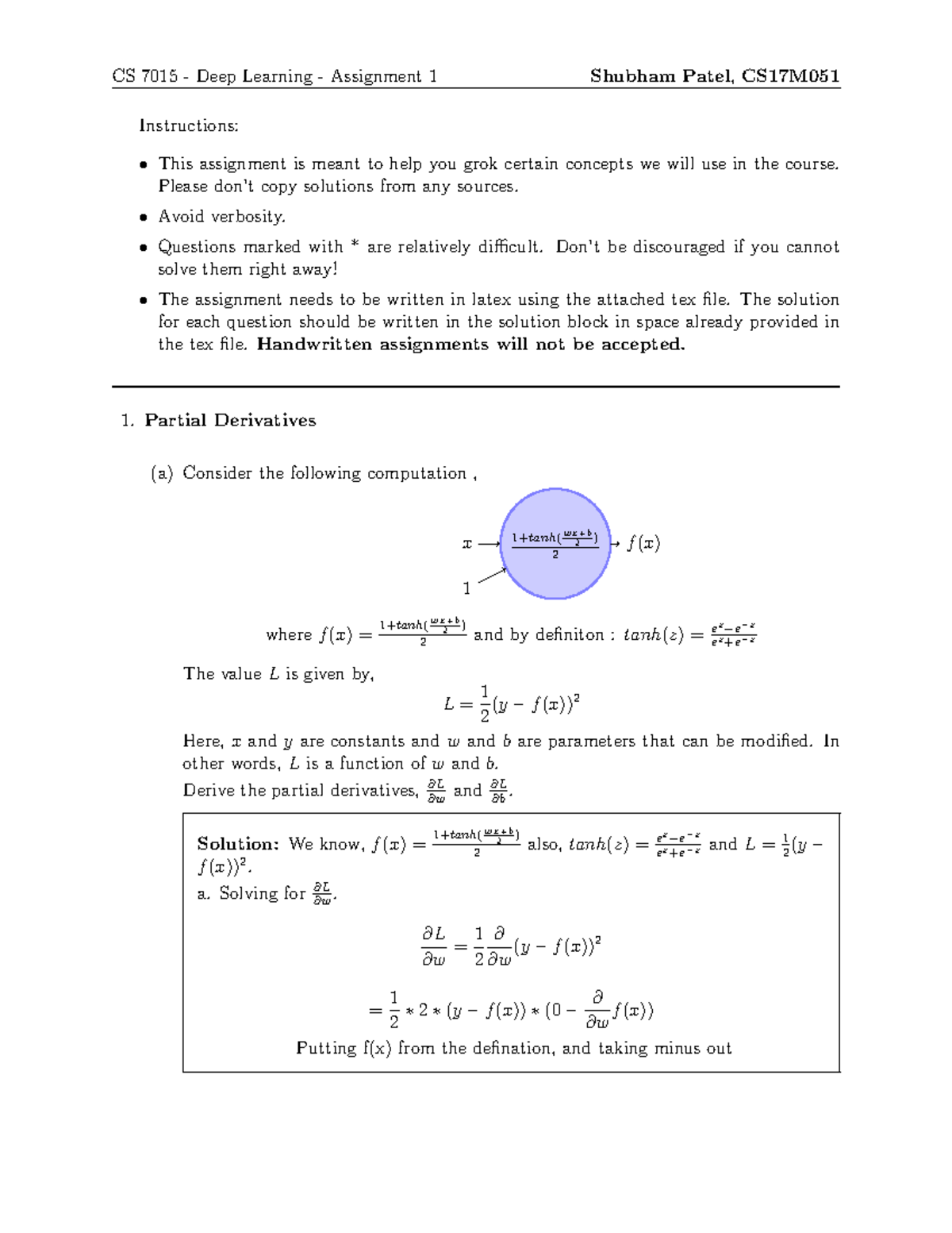 Assignment 2 solutions - CS 7015 - Deep Learning - Assignment 1 Shubham Patel, CS17M ...