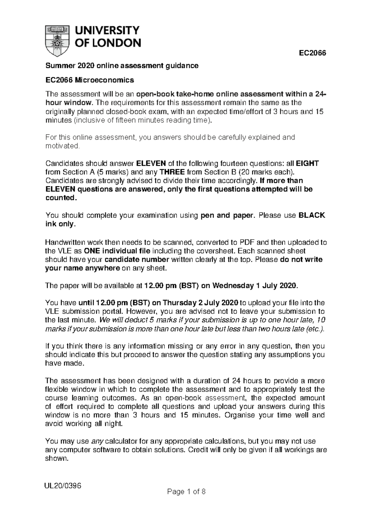 Copy of 2020 - past year paper and solutions - UL20/ Page 1 of 8 EC ...