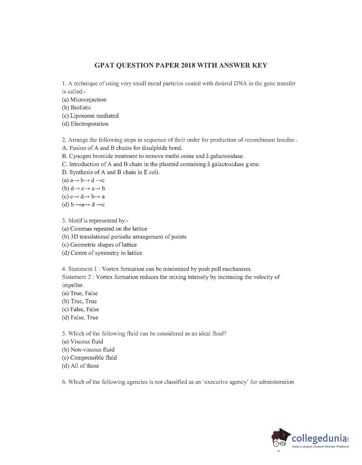 Gpat 2018 - practice notes - GPAT QUESTION PAPER 2018 WITH ANSWER KEY 1 ...