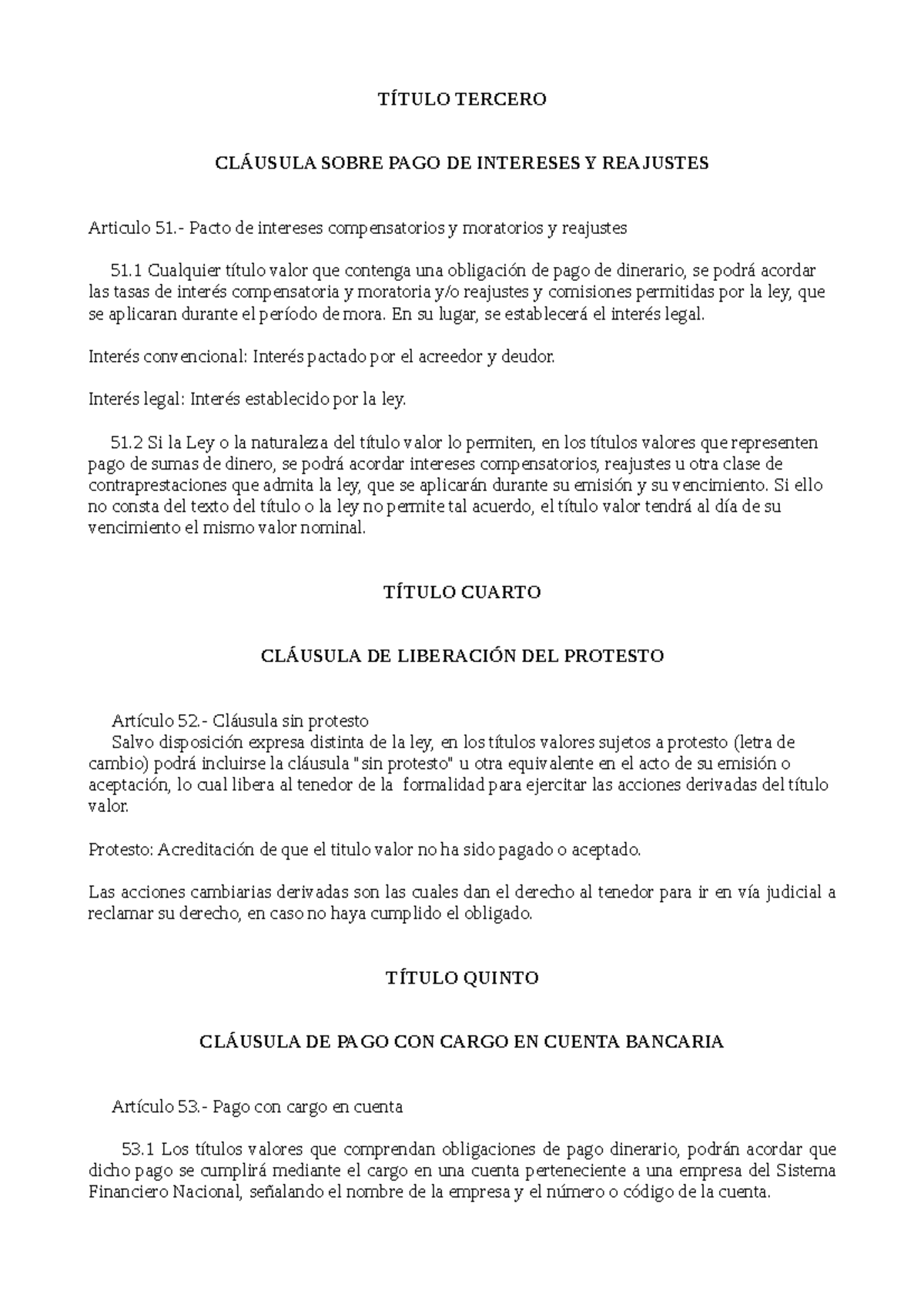 Titulos valores del curso de legislacion laboral - TÍTULO TERCERO ...