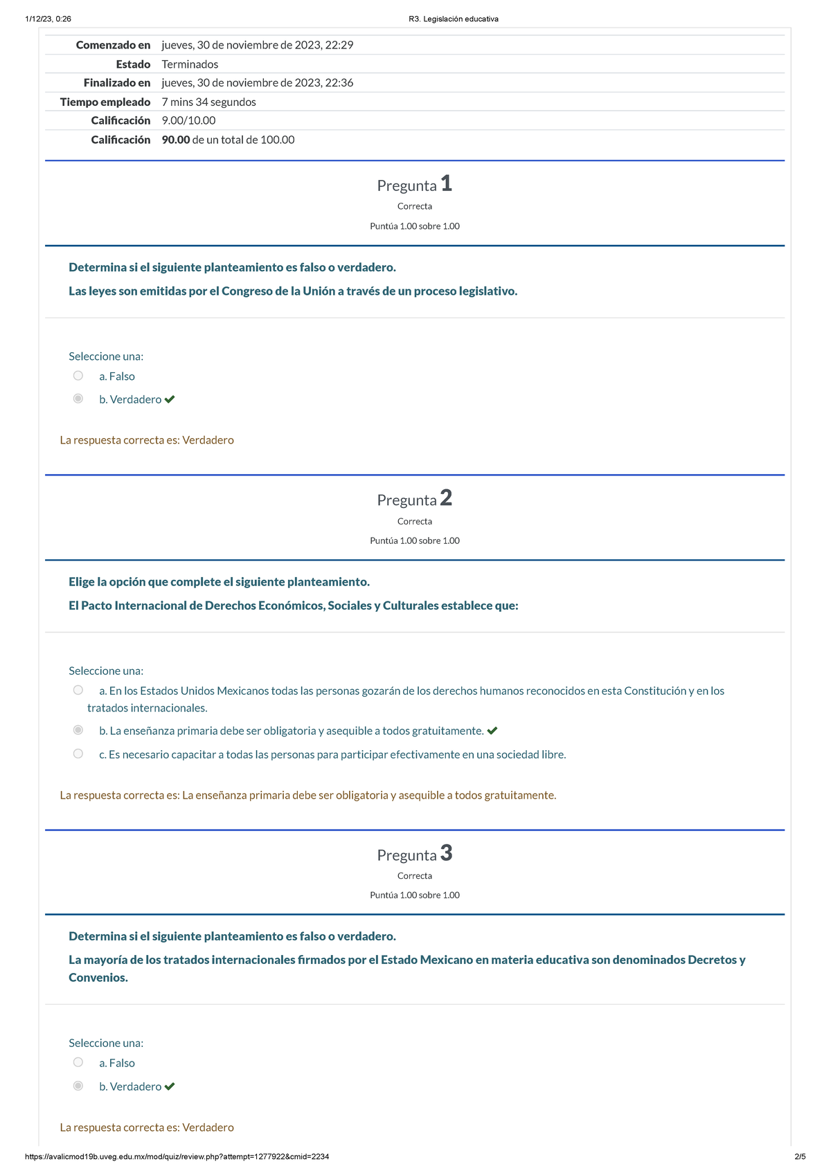 R3. Legislación educativa - Comenzado en jueves, 30 de noviembre de ...
