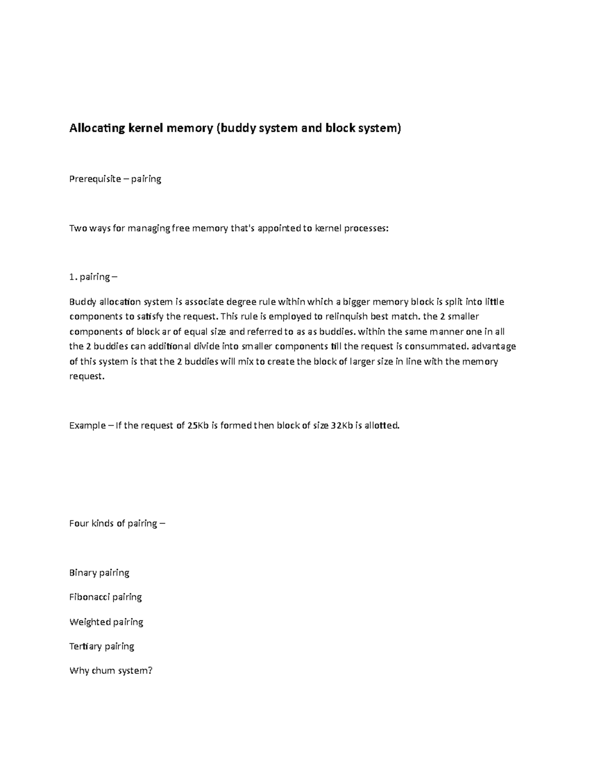 Allocating Kernel Memory Buddy System And Block System Allocating Kernel Memory Buddy