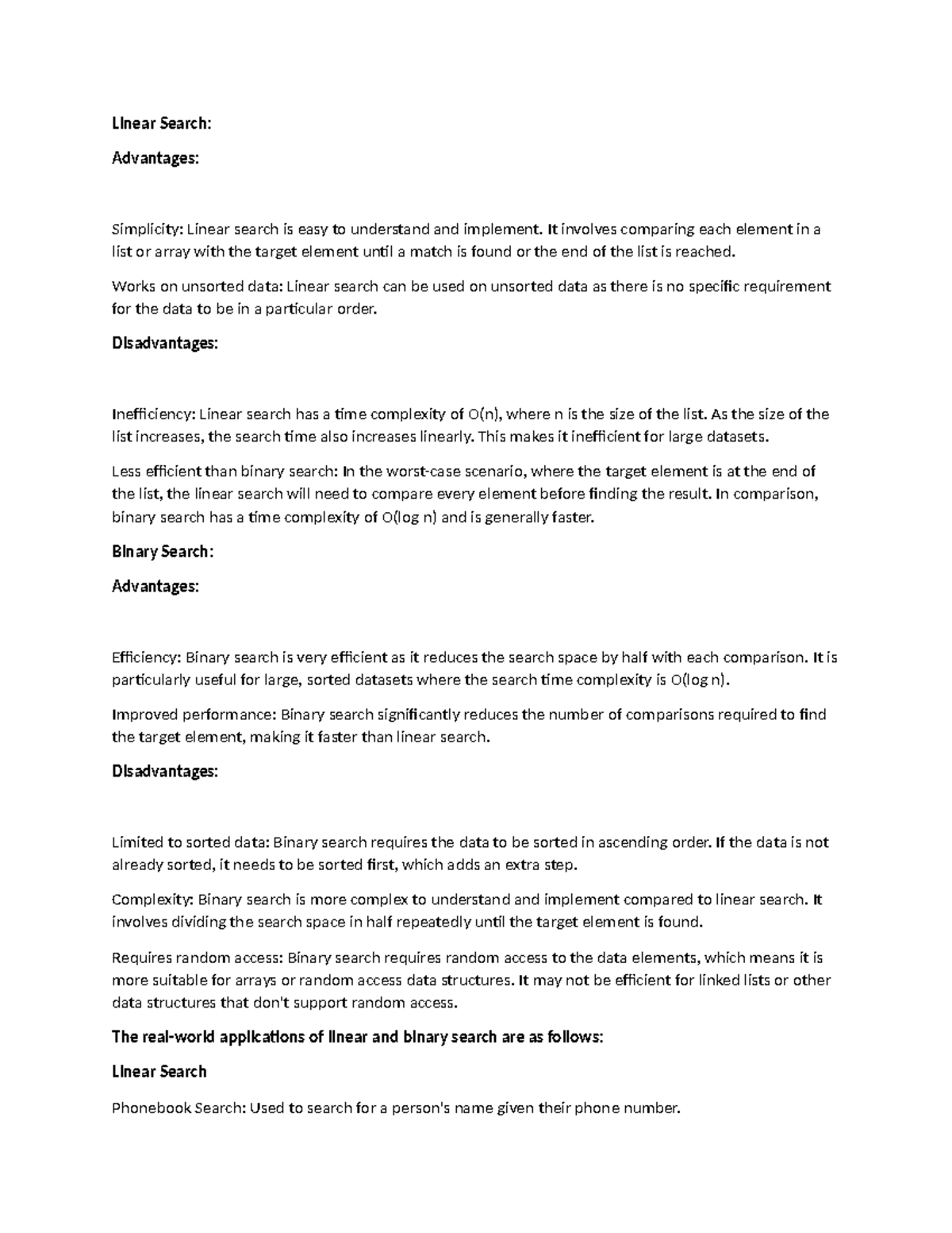 G3 - Linear search and binary search - Linear Search: Advantages ...