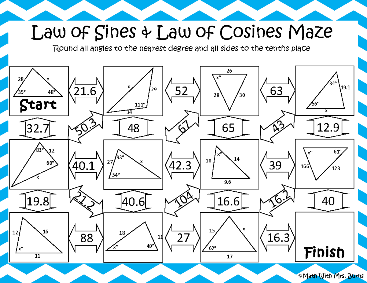 Lawofsinesandlawofcosinesmaze - 19. Law of Sines & Law of Cosines Maze ...