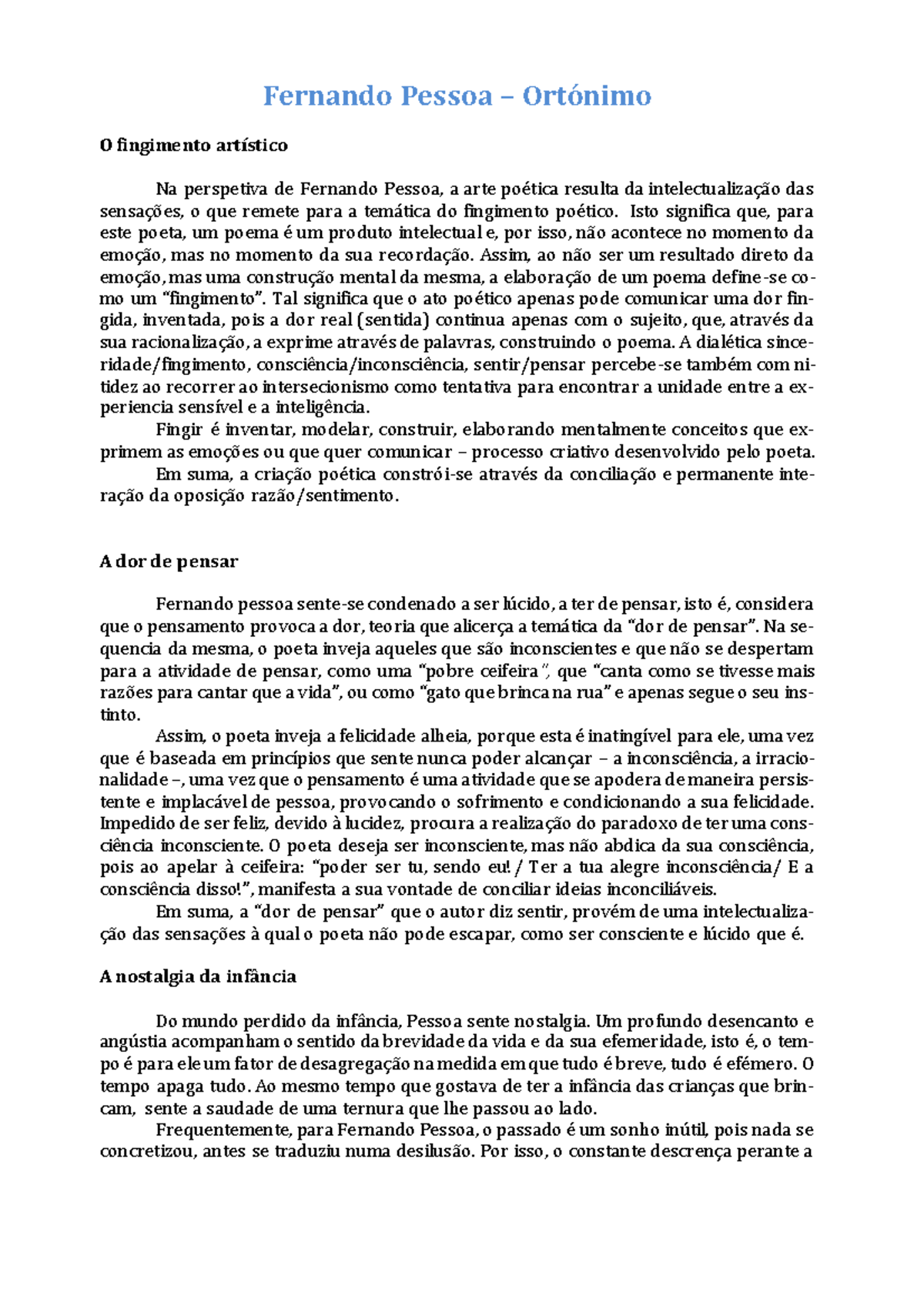 Fernado pessoa ortonimo - Fernando Pessoa – Ortónimo O fingimento ...