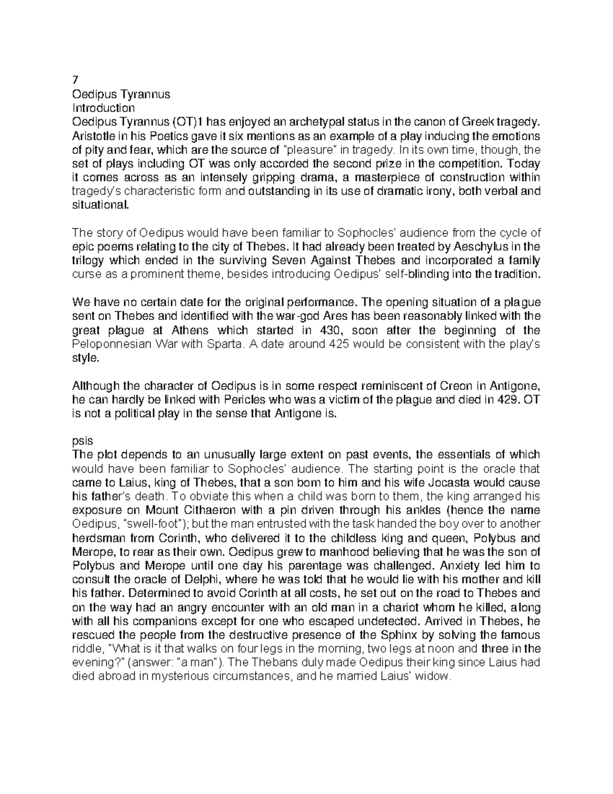 Greek Tragedies as Plays for Performance page105 111 - 7 Oedipus ...