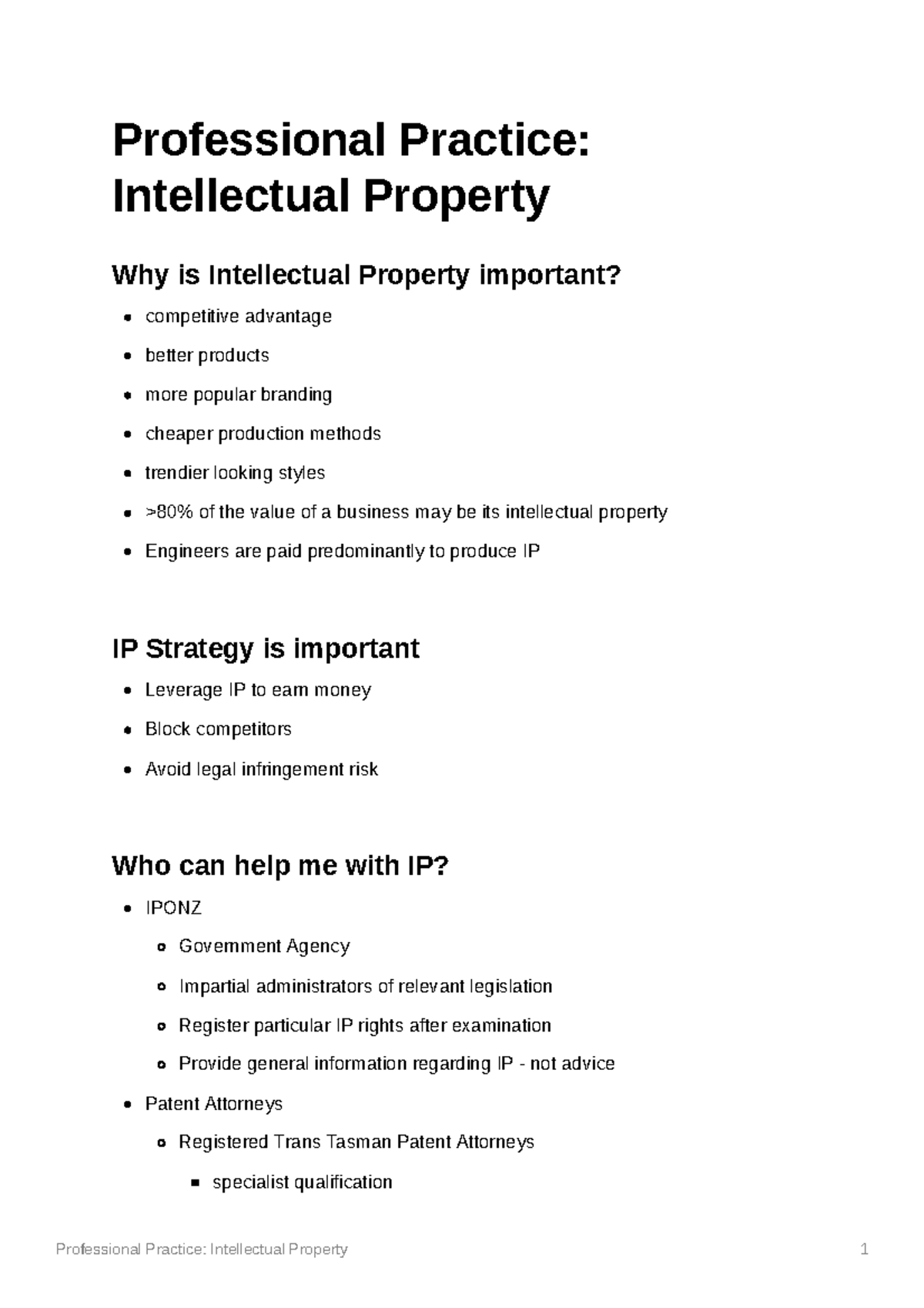 Professional Practice Intellectual Property - Professional Practice: Intellectual Property Why ...
