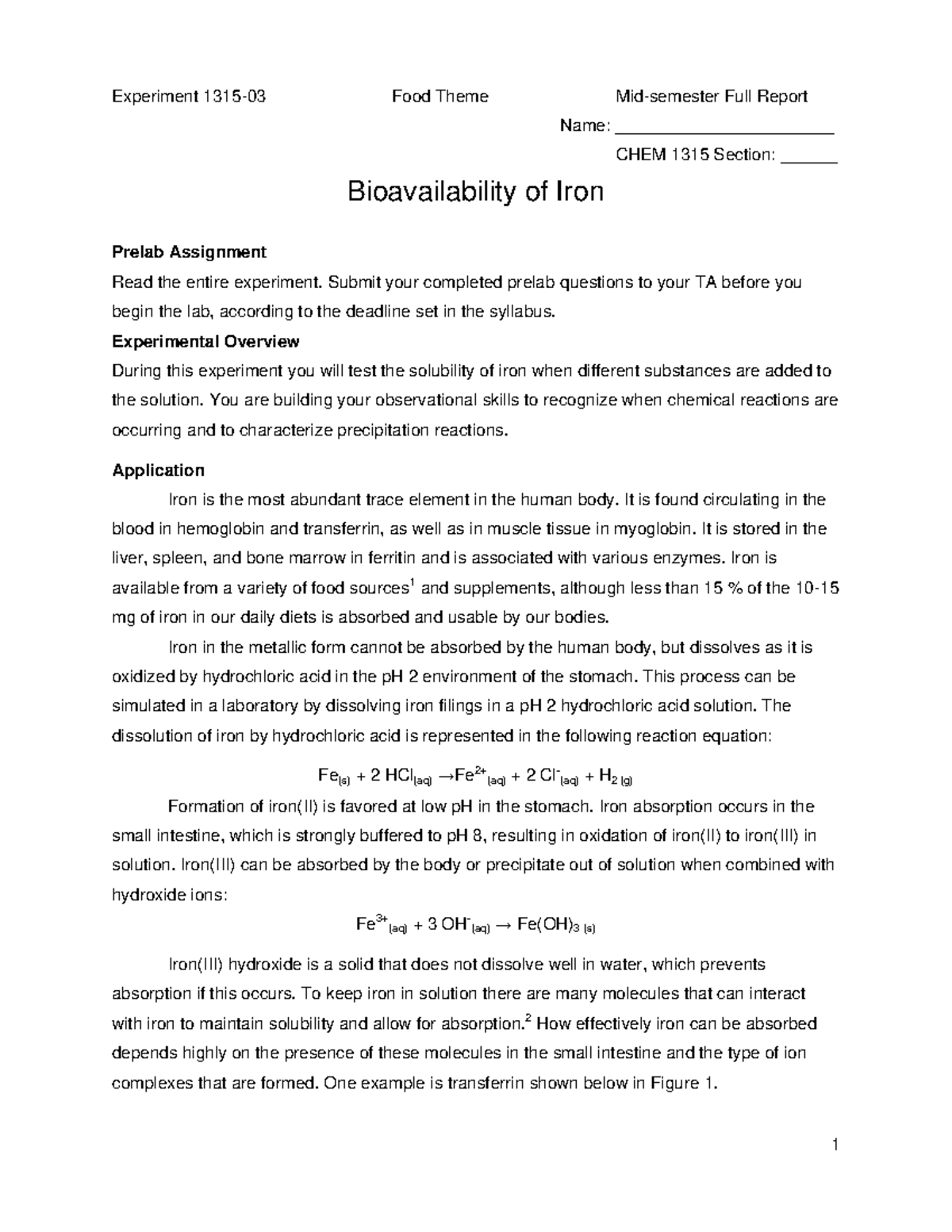 1315-03 Bioavailability of Iron - Experiment 1315-03 Food Theme Mid ...