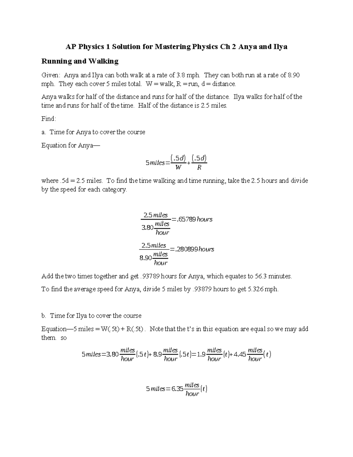 AA-Mastering Physics Ch 2 Anya and Ilya - AP Physics 1 Solution for ...