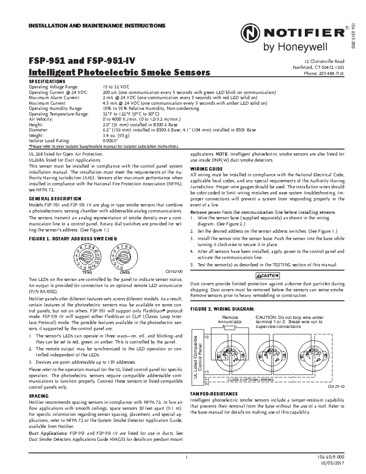 FSP-951 Manual - applications. NOTE: Intelligent photoelectric smoke ...