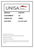 SAE3701 - Unisa - South African Education System - Studocu