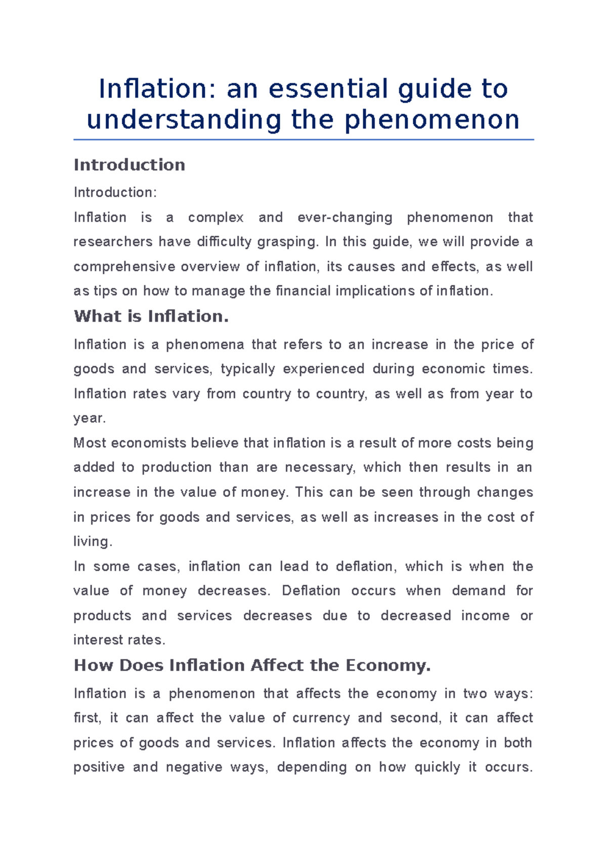 Inflation an essential guide to understanding the phenomenon ...