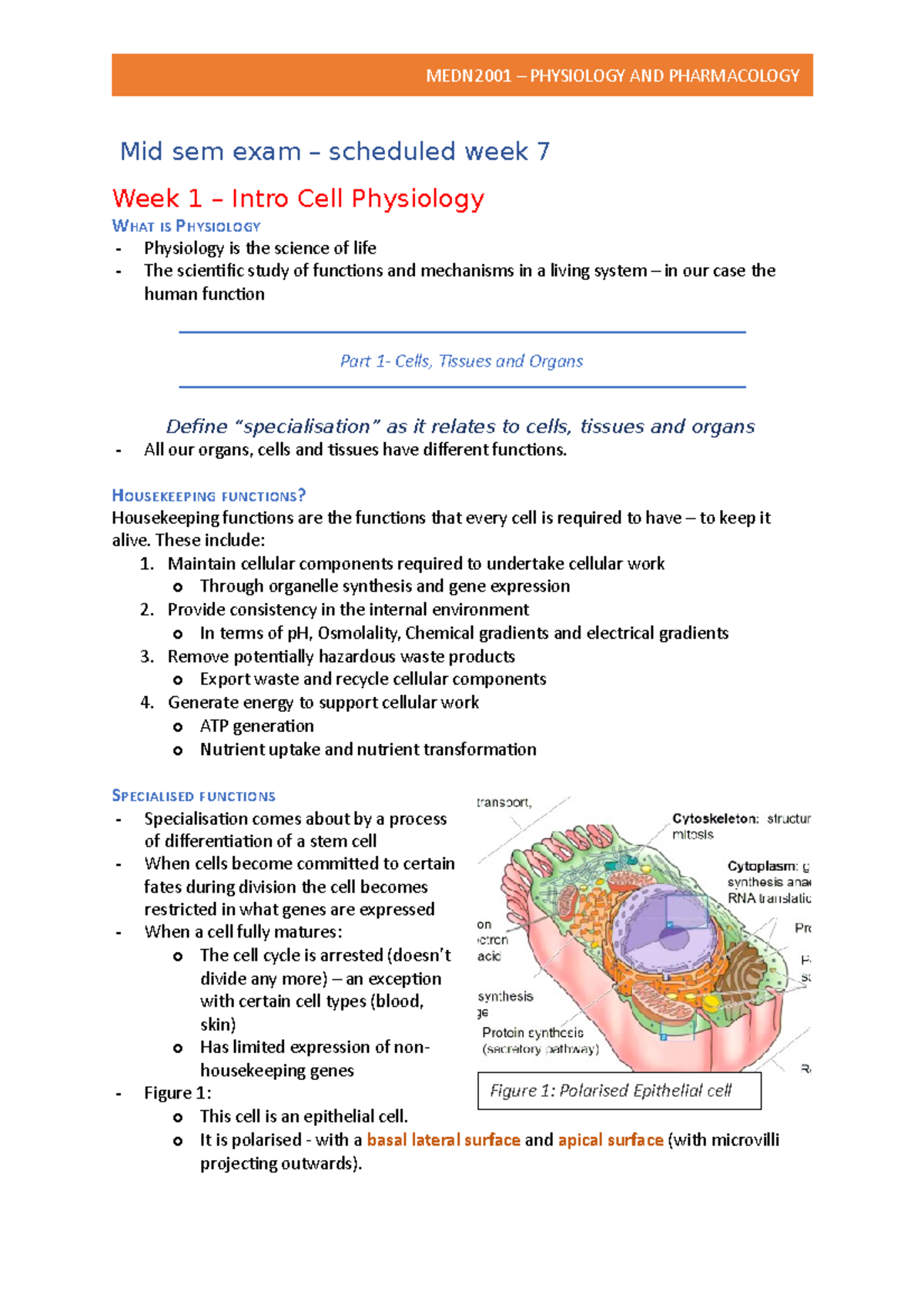 Mid sem exam -MEDN2001 - Mid sem exam – scheduled week 7 Week 1 – Intro ...