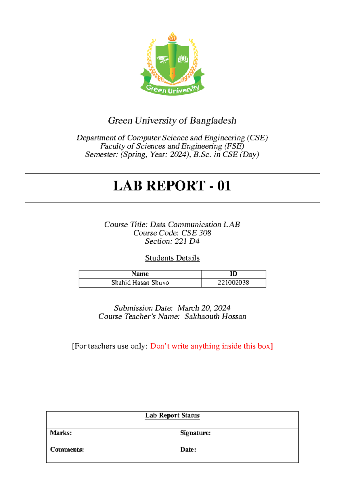 Lab Report 01 1 Implementing Byte Character Stuffing And De Stuffing 2 Implementing Bit