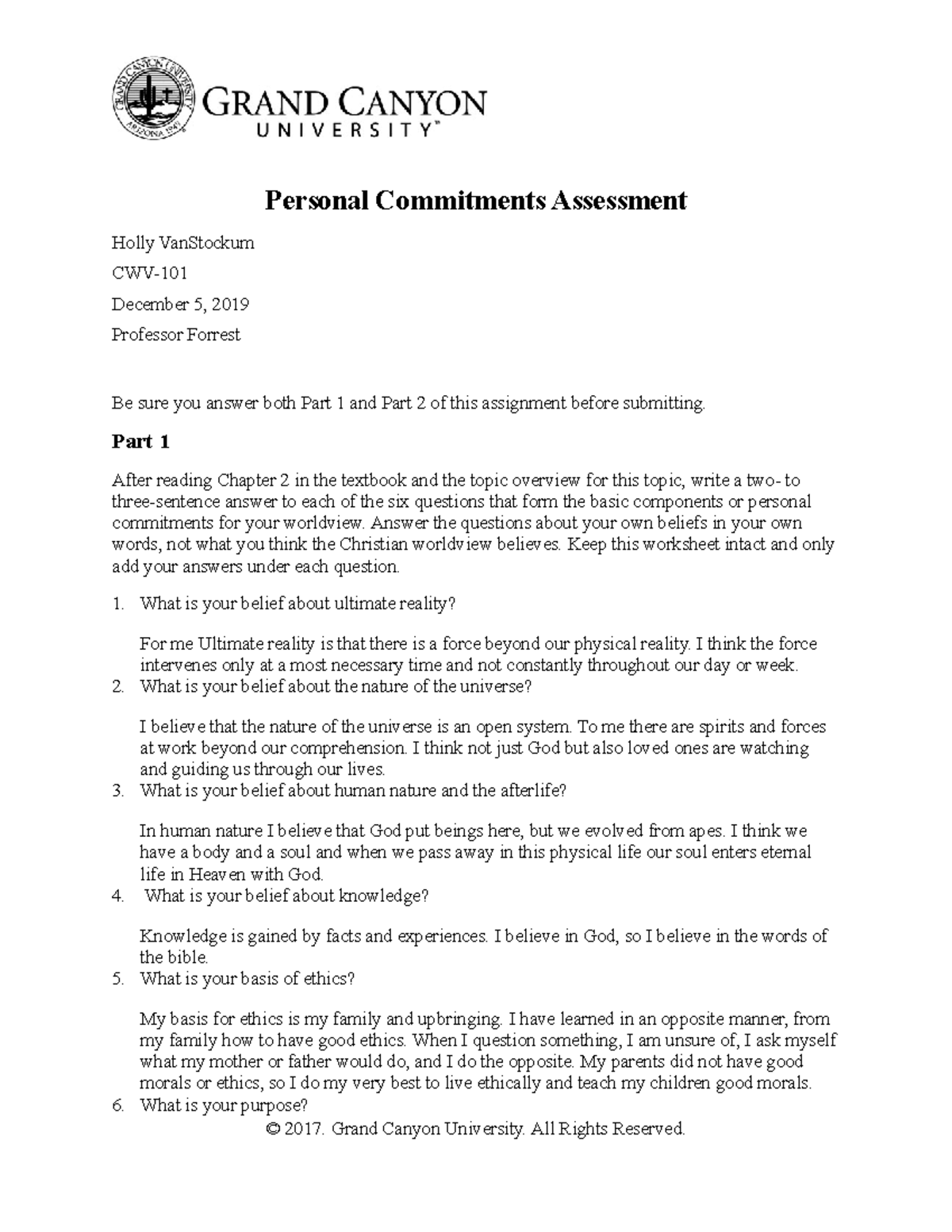 CWV 101 301 RS T1Personal Commitments Assessment - Personal Commitments ...