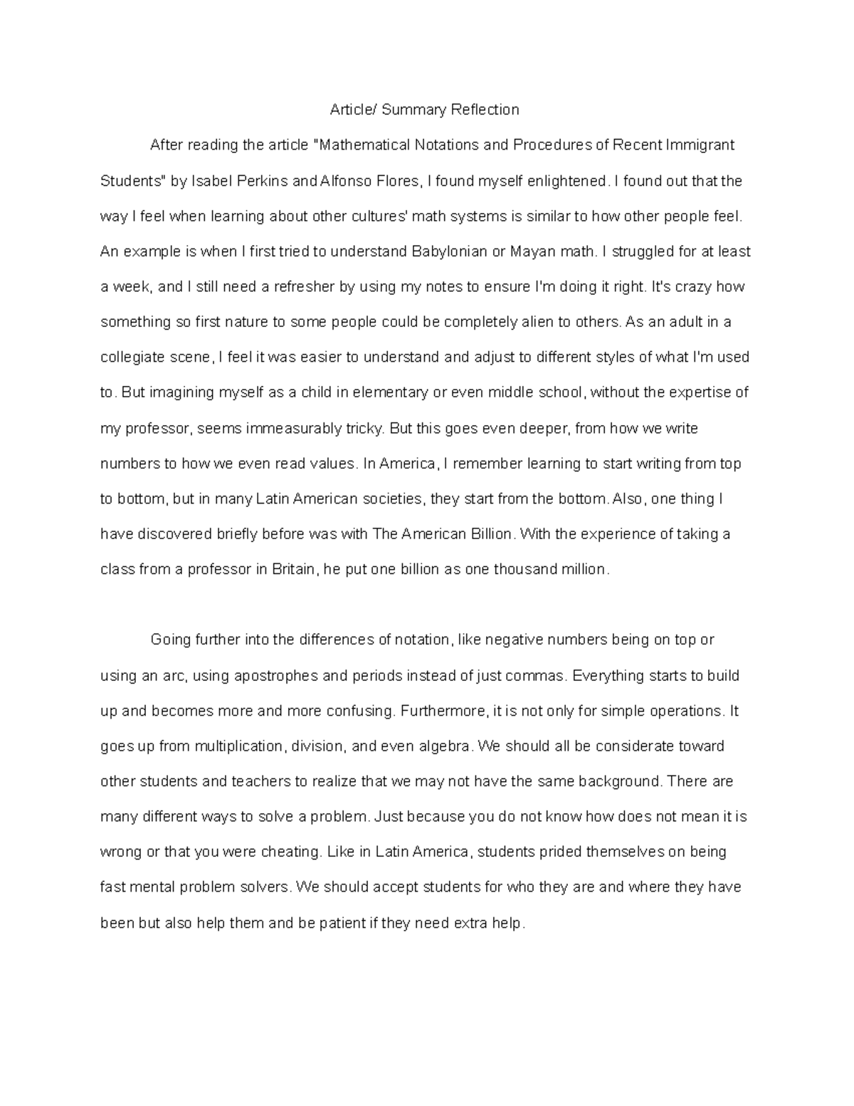 Article Summary Reflection ED18 - Article/ Summary Reflection After ...