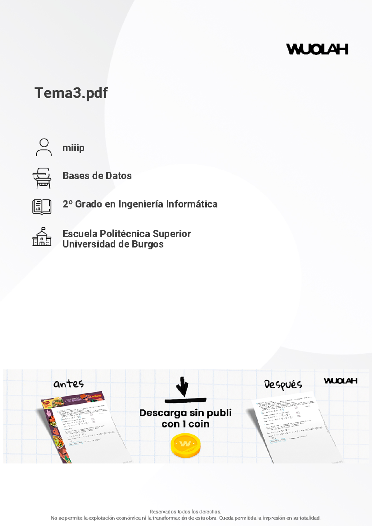 Wuolah-free-Tema3 - resumen - Tema3 ####### miiip ####### Bases de Datos ####### 2º Grado en ...
