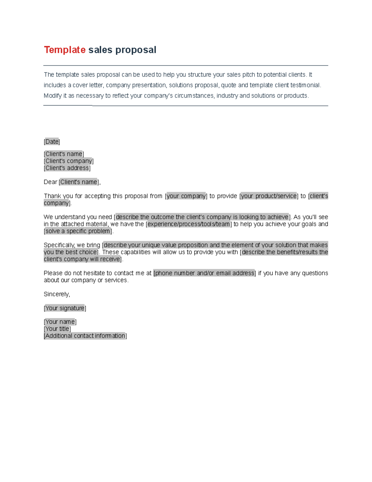 Template-sales-proposal - Template sales proposal The template sales ...