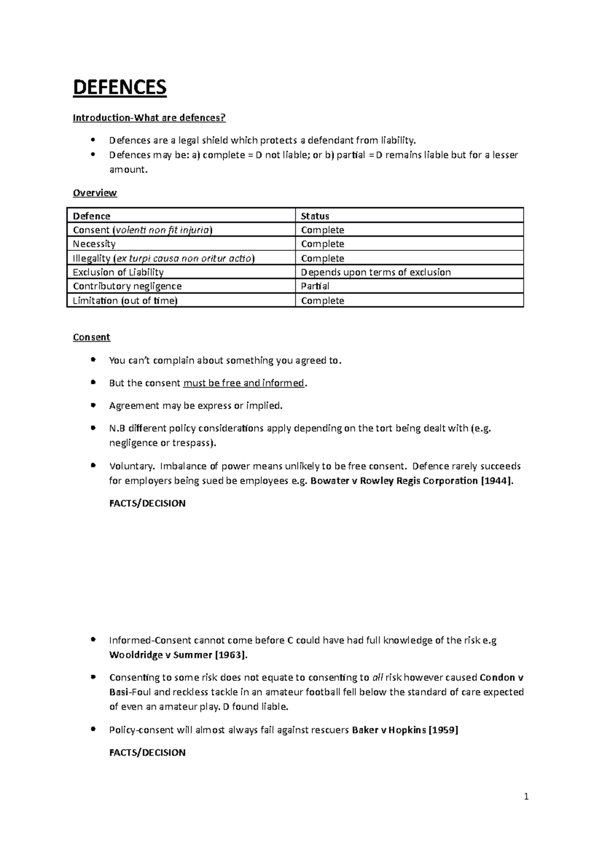 Defences Handout - DEFENCES Introduction-What are defences? Defences ...