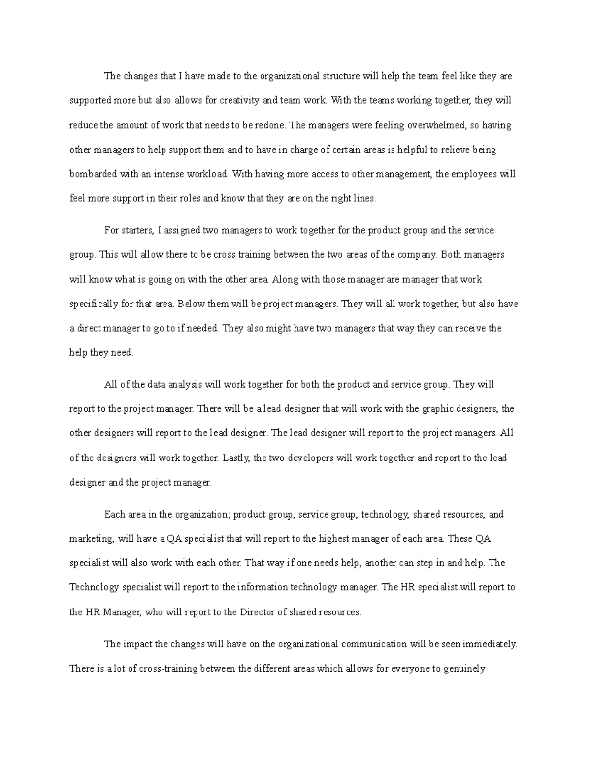 BUS 210 Module 6 Assignment - Summary - The changes that I have made to ...