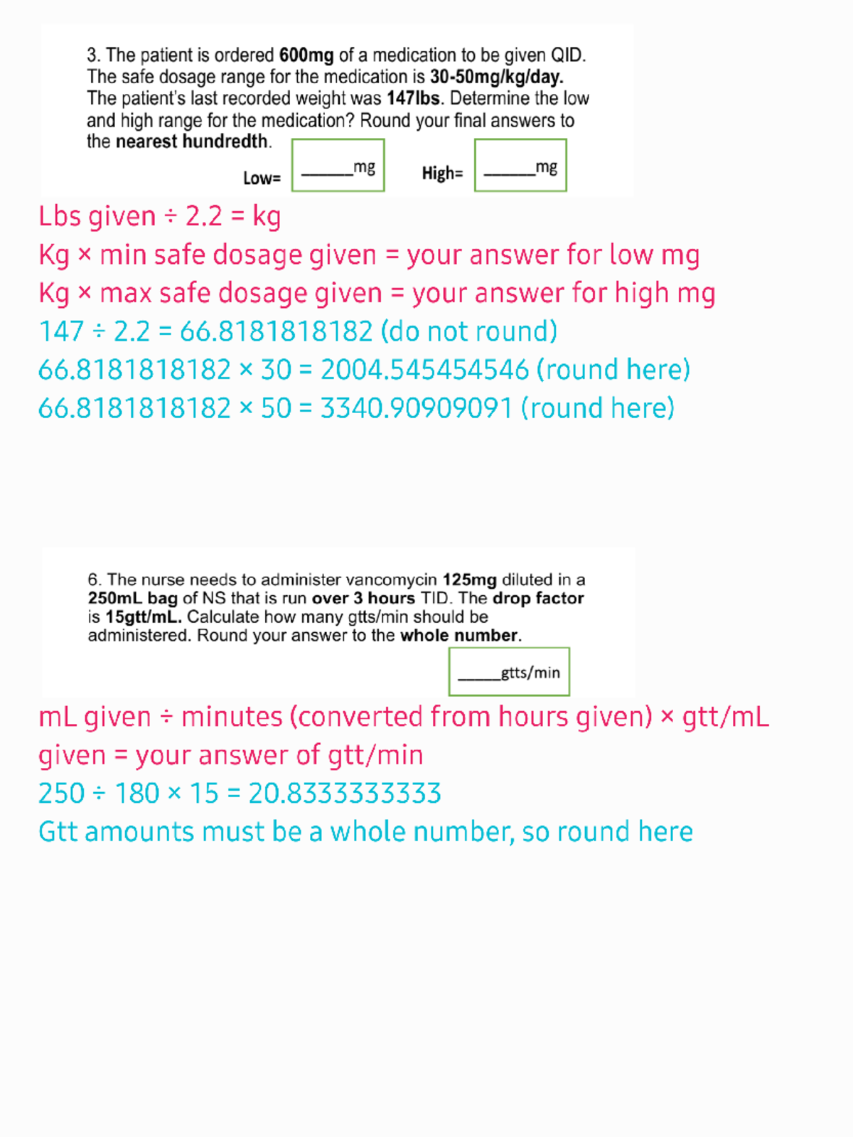 Dosage Calculation Questions/Formulas - 3. The patient is ordered 600mg ...
