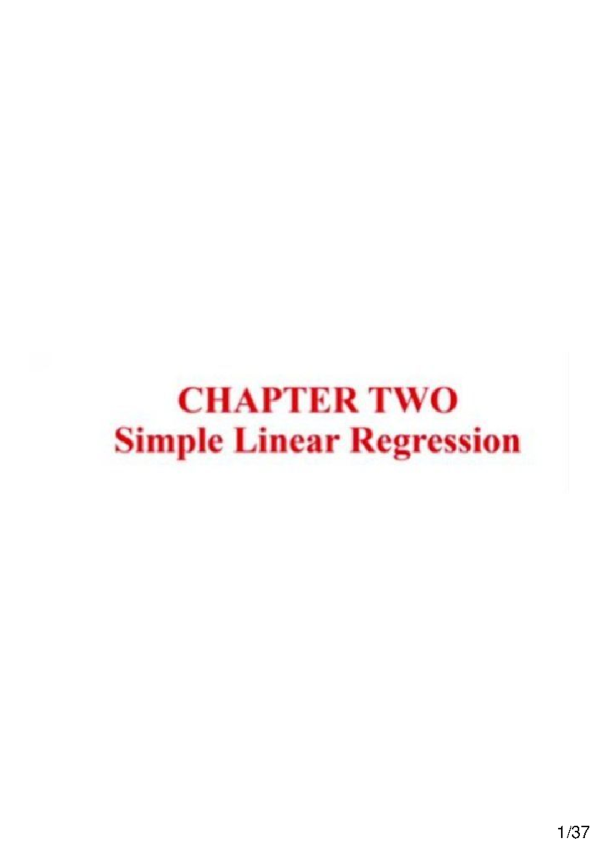 Econometrics Chapter 2 Chapter Two Simple Linear Regression 2 Simple Linear Regression 2