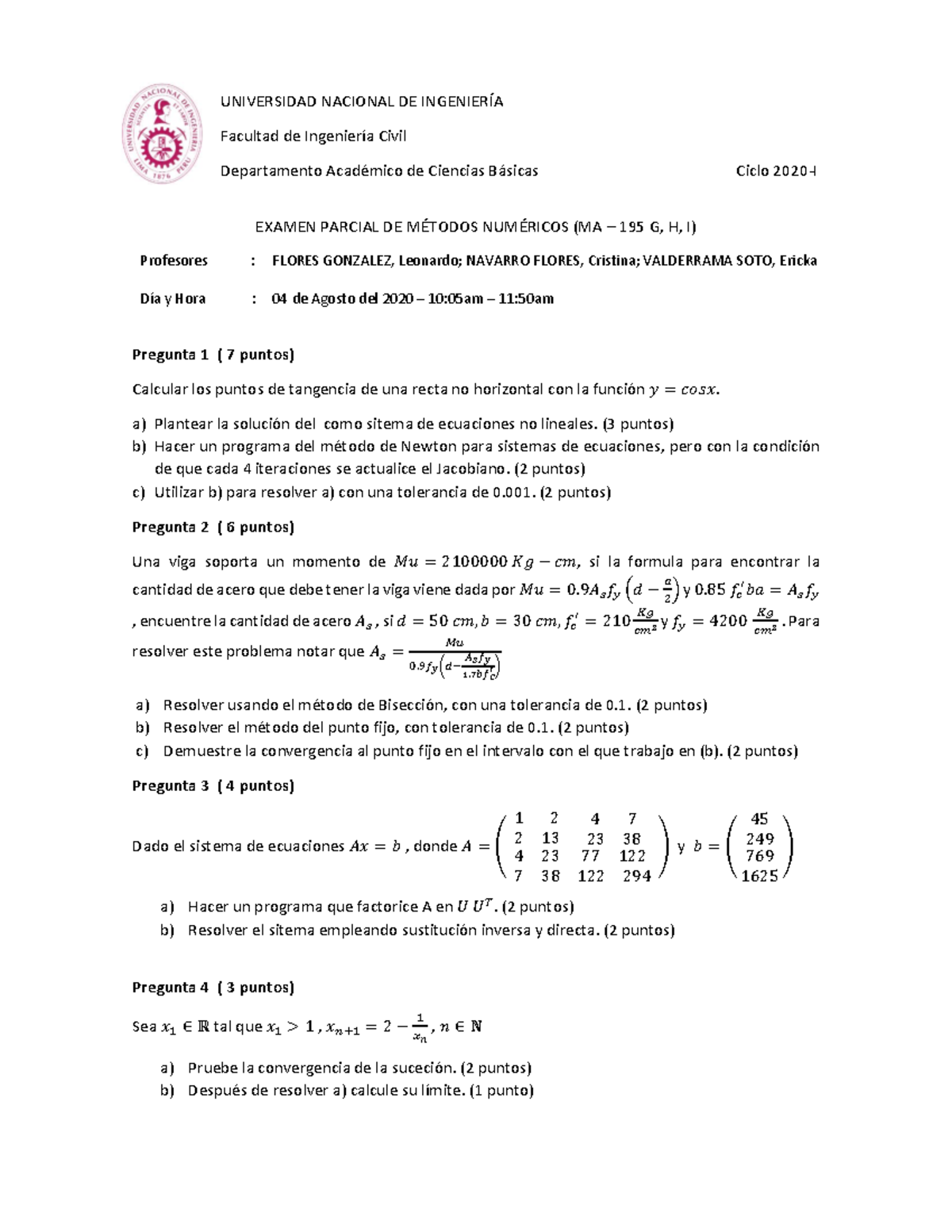 práctica METODOS NUMÉRICOS, NEWTON, BISECCIÓN, PUNTO FIJO DIFERENCIAS DIVIDIDAS - UNIVERSIDAD ...