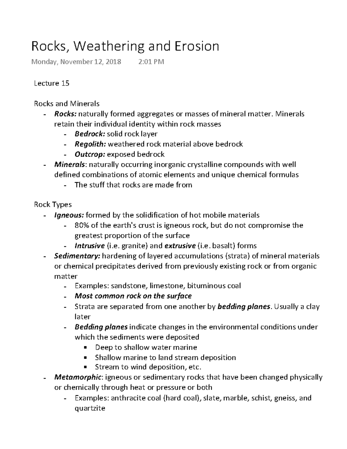 Rocks, Weathering and Erosion - Minerals retain their individual ...