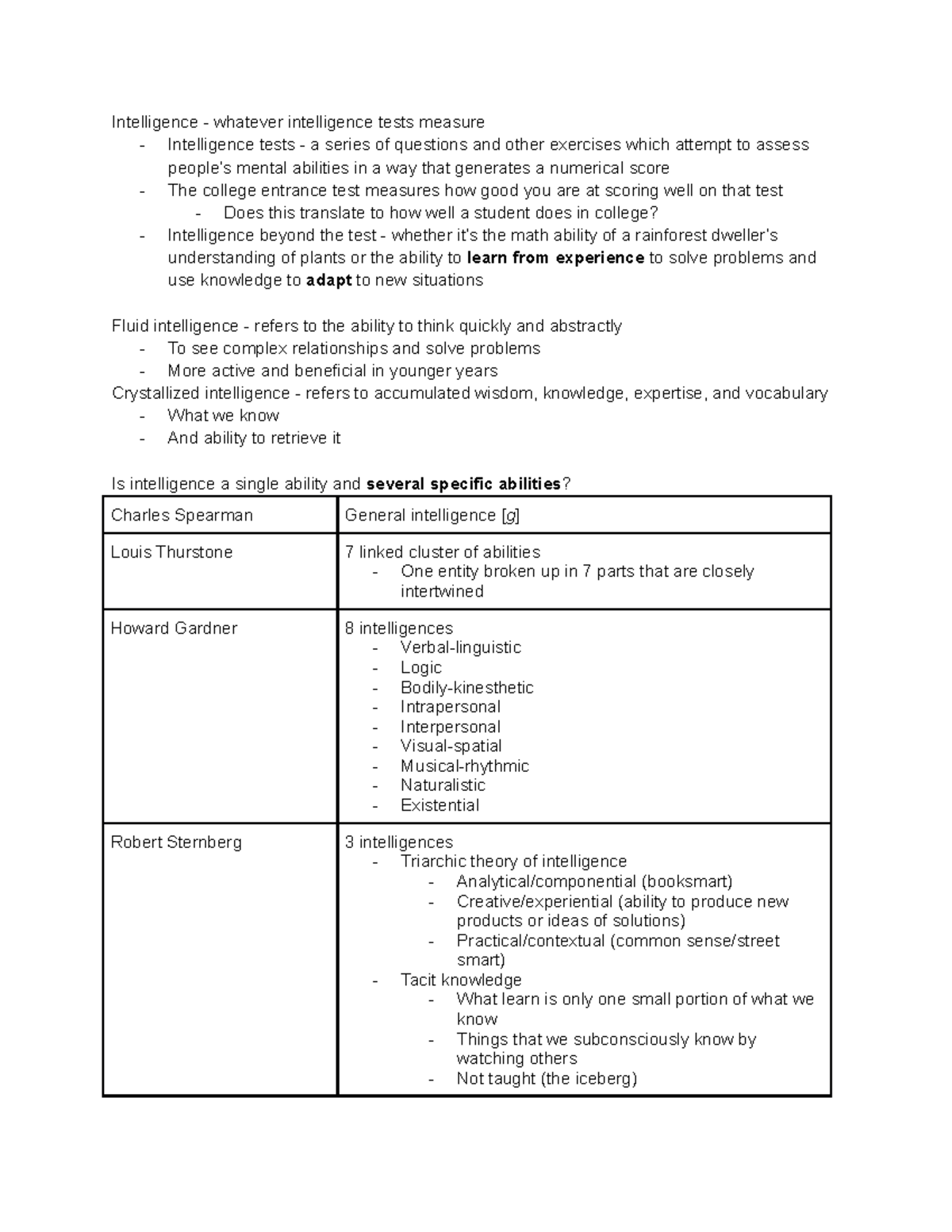 Psychology - chapter 7 notes - Intelligence - whatever intelligence ...