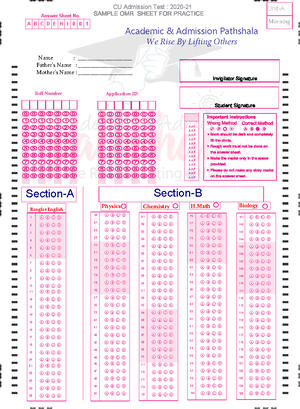GST OMR Sample - BCS Preliminary Preparation - 1 2 3 4 5 13 14 15 16 17 ...