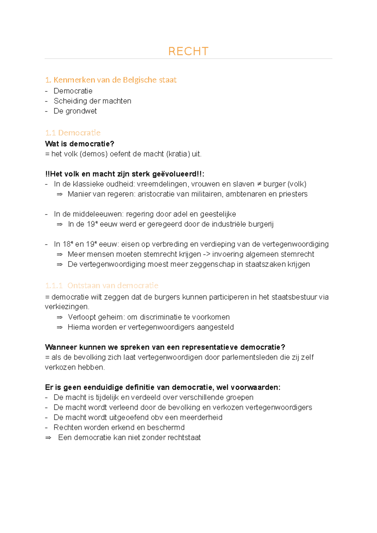 Deel 3 Belgische staatstructuur - RECHT 1. Kenmerken van de Belgische ...