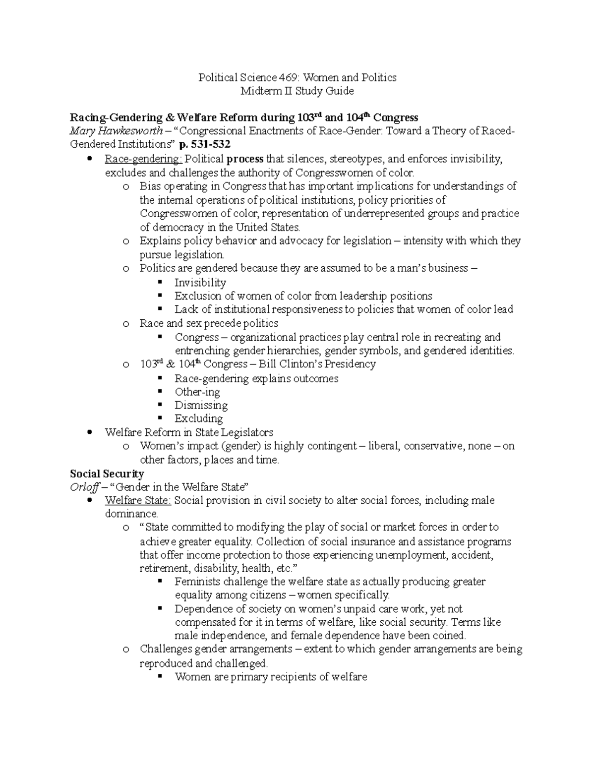 Political Science 469- Midterm II Study Guide - Political Science 469 ...