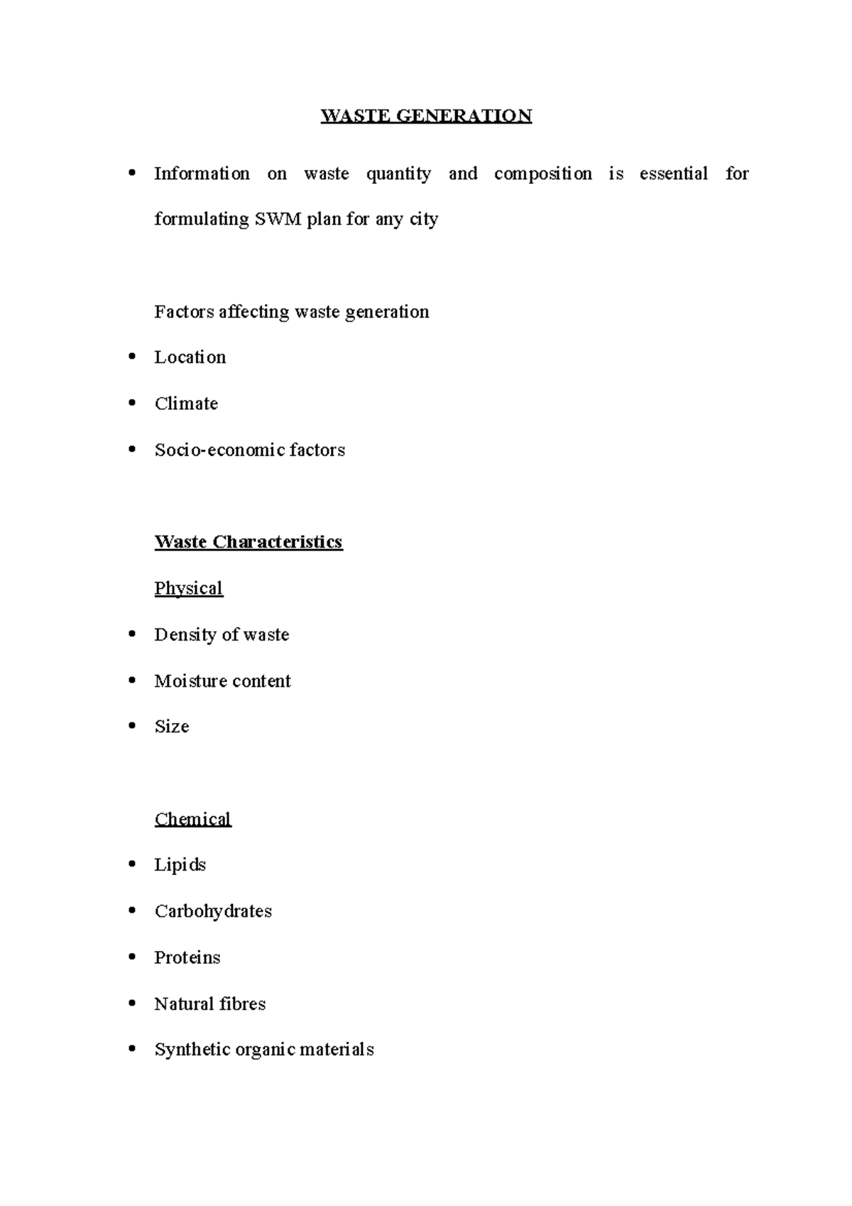 Waste Generation - WASTE GENERATION Information on waste quantity and ...