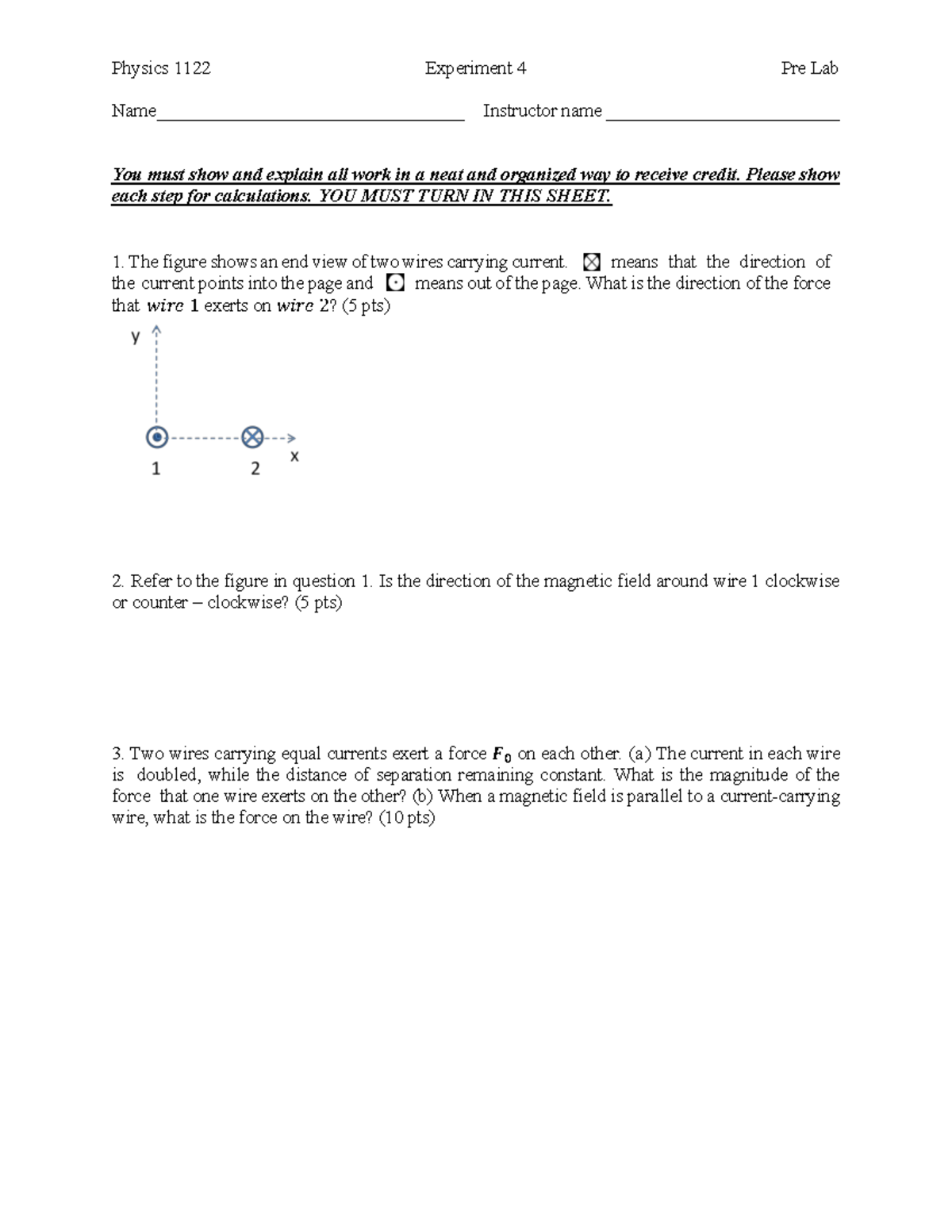Physics 1122 - Lab 4 2015 - Physics 1122 Experiment 4 Name