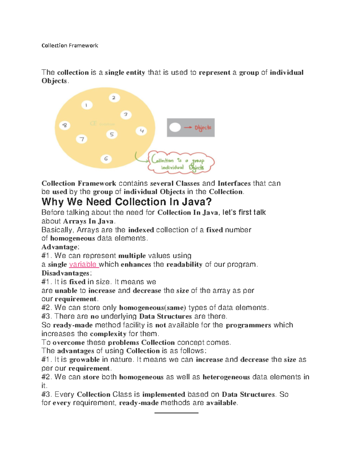 Collection Framework - ...... - Collection Framework The collection is ...