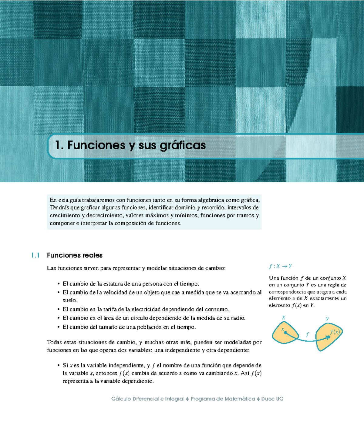 GUIA 1 Funciones y sus graficas - 1. Funciones y sus gr ́aficas En esta ...